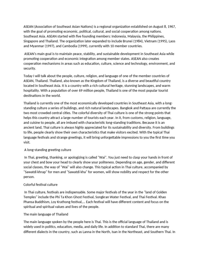 Asean | PDF | Southeast Asia | Thailand