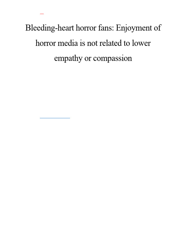 Bleeding Heart Horror Fans - Revised - Preprint | PDF | Empathy | Happiness