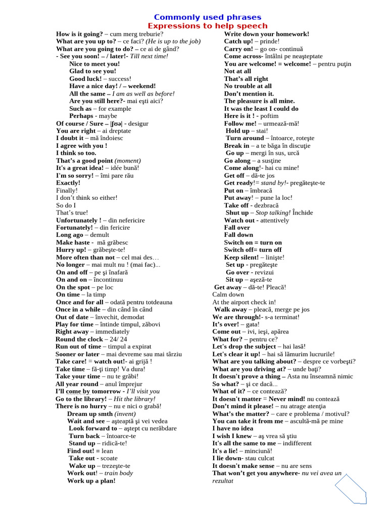 Expressions To Help Speech | PDF