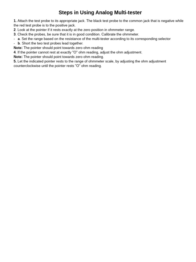 How to Use an Analog Multi-tester | PDF