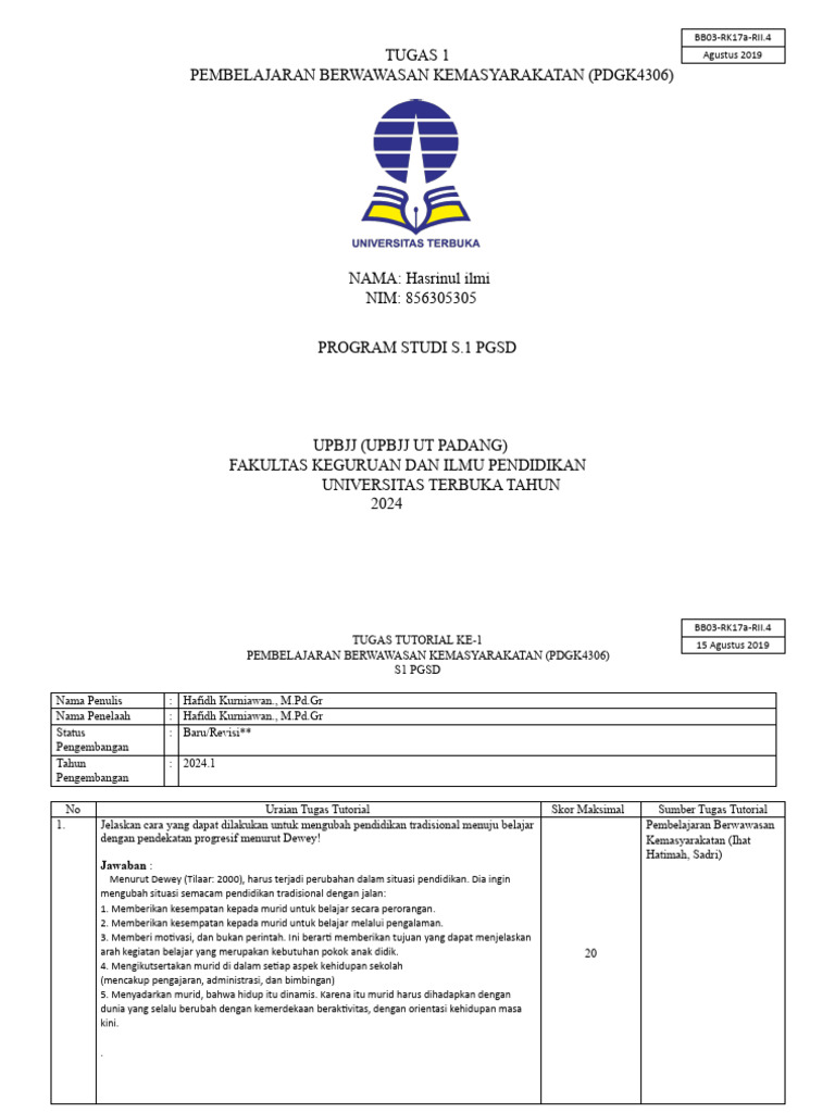 SOAL TT 1 benar | PDF