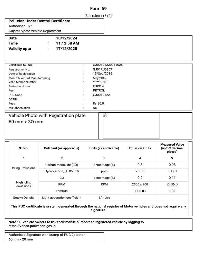 Amaze PUC 2025 | PDF | Exhaust Gas | Human Impact On The Environment
