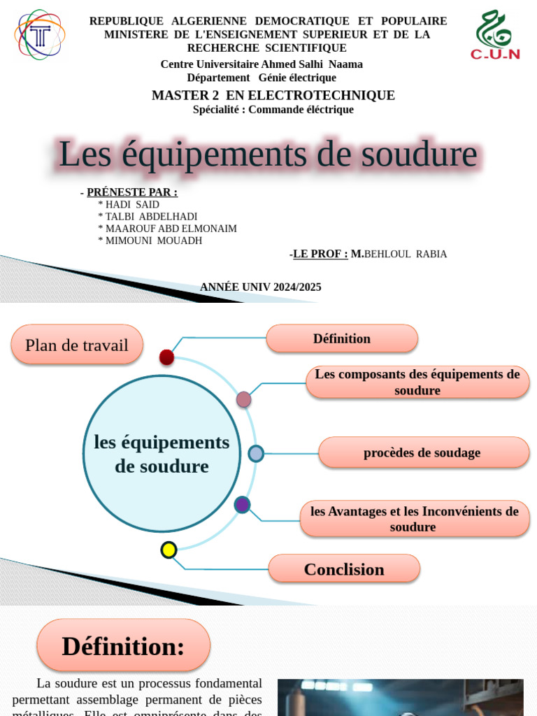 Les Équipements de Soudure: Master 2 en Electrotechnique | PDF | Soudage | Construction