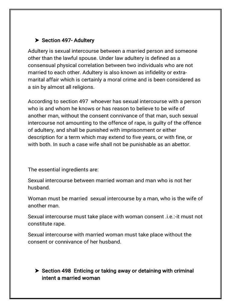 Offence Relating To Marriage (Lecture-II) | PDF | Adultery | Human ...
