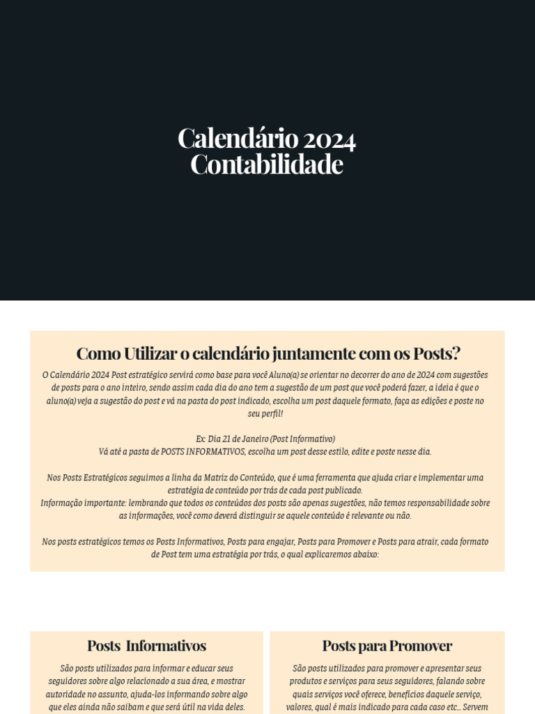 Calendário 2024 Contabilidade | PDF | Contabilidade | Impostos