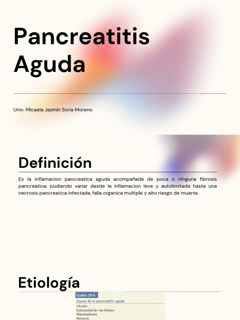 Tema 4. PANCREATITIS AGUDA | PDF | Causas de la muerte | Medicina