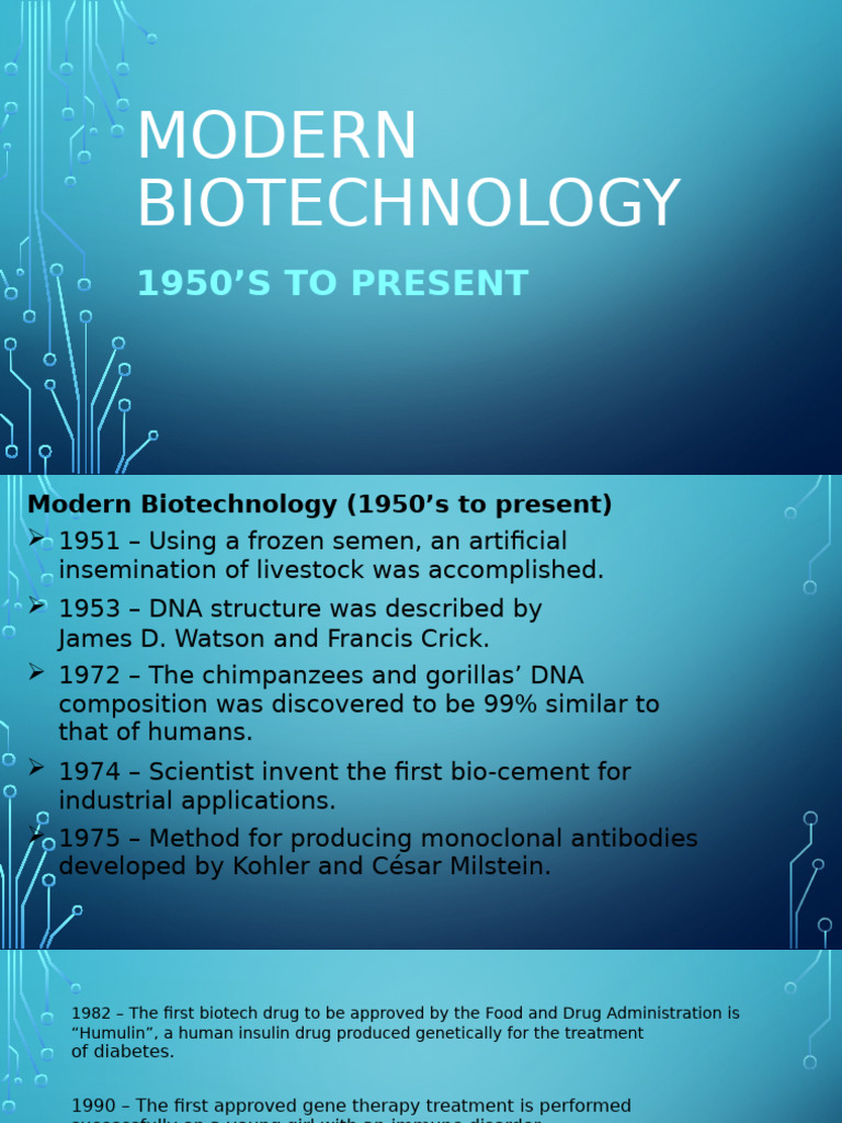 Key Milestones in Modern Biotechnology | PDF