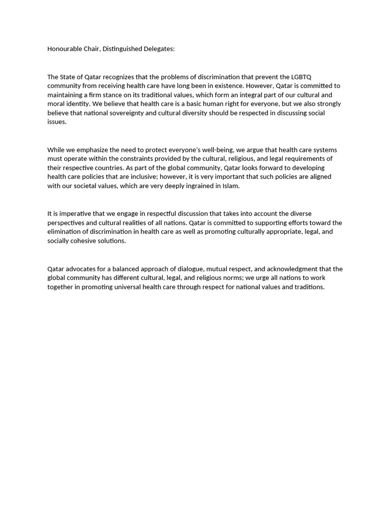 MUN Qatar Healthcare | PDF