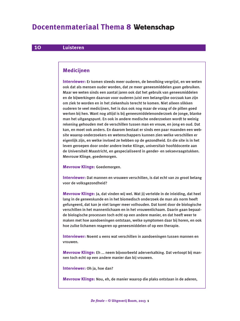 Thema 8 - Oefening 10 Transcript | PDF