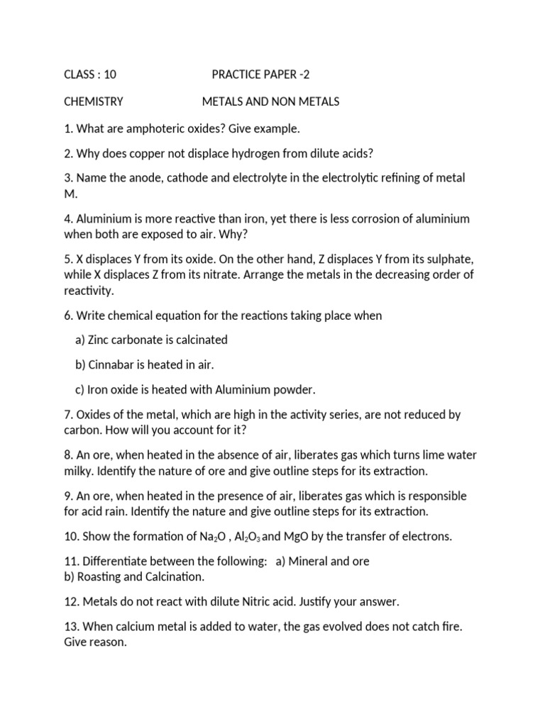 Class 10 Practice Paper - 2 | PDF
