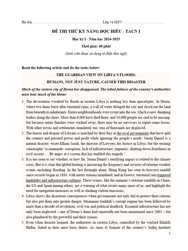 (To Students) Midterm ESP 1 Reading Exam | PDF | Tropical Cyclones | Storms