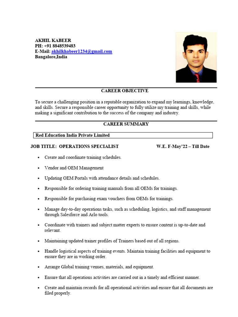 Resume- Akhil - New | PDF | Human Resources | Logistics
