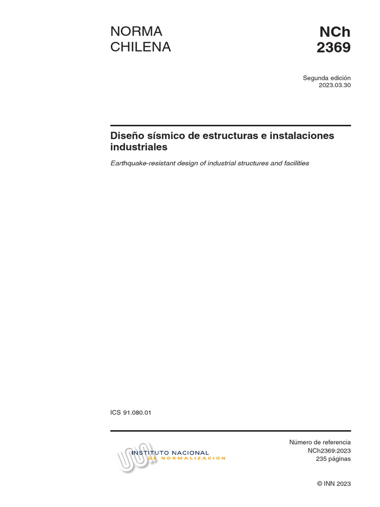 NCH 2369 - 2023 Diseño Sísmico de Estructuras | PDF | Estandarización ...