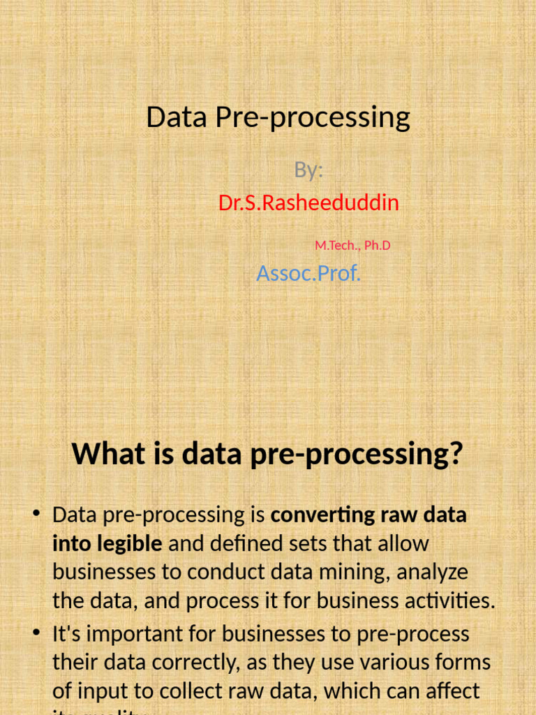 CMR BDA Data Pre Processing | PDF | Data | Machine Learning