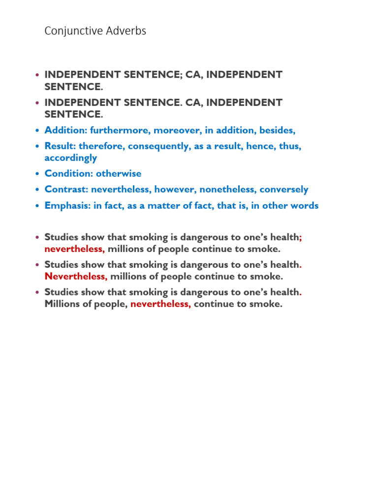 1 Conjunctive Adverbs | PDF
