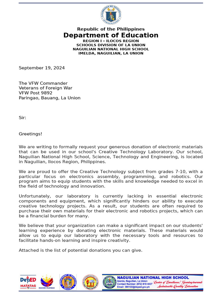 Letter of Request For Electronic Donations | PDF | Rectifier ...