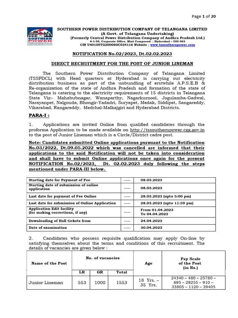 Junior Lineman Recruitment Notice | PDF