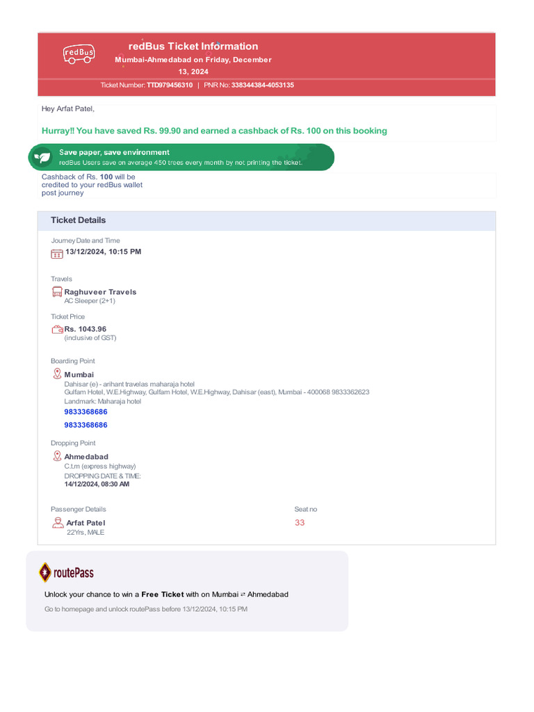 Arfat Patel RedBus | PDF | Bus