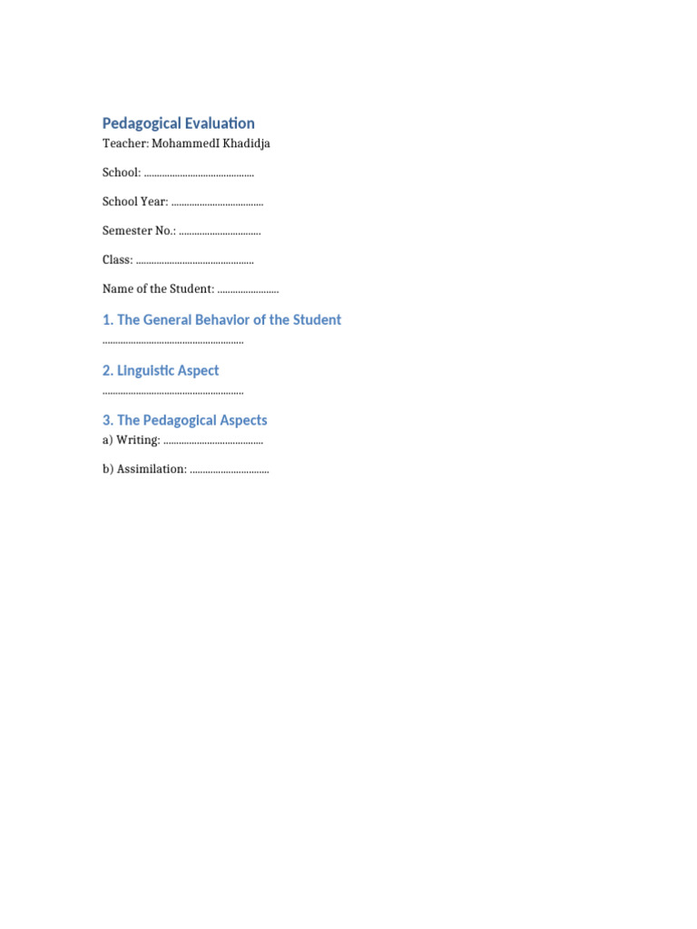 Pedagogical Evaluation | PDF