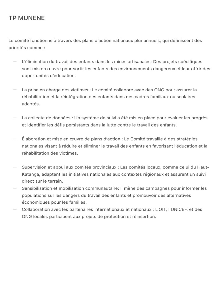 Lutte contre le travail des enfants en RDC | PDF