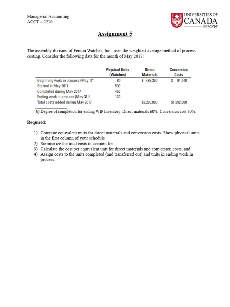 Managerial Accounting Assignment 4 | PDF
