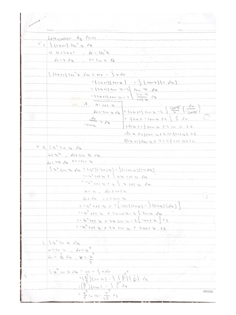 CALCULUS_INTEGRATION BY PARTS | PDF