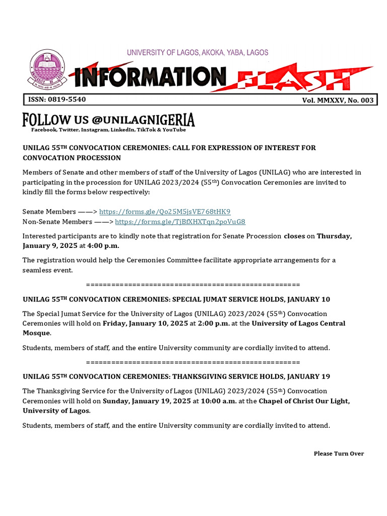 Info Flash No. 003 (2025) - 55th Convocation Gist | PDF