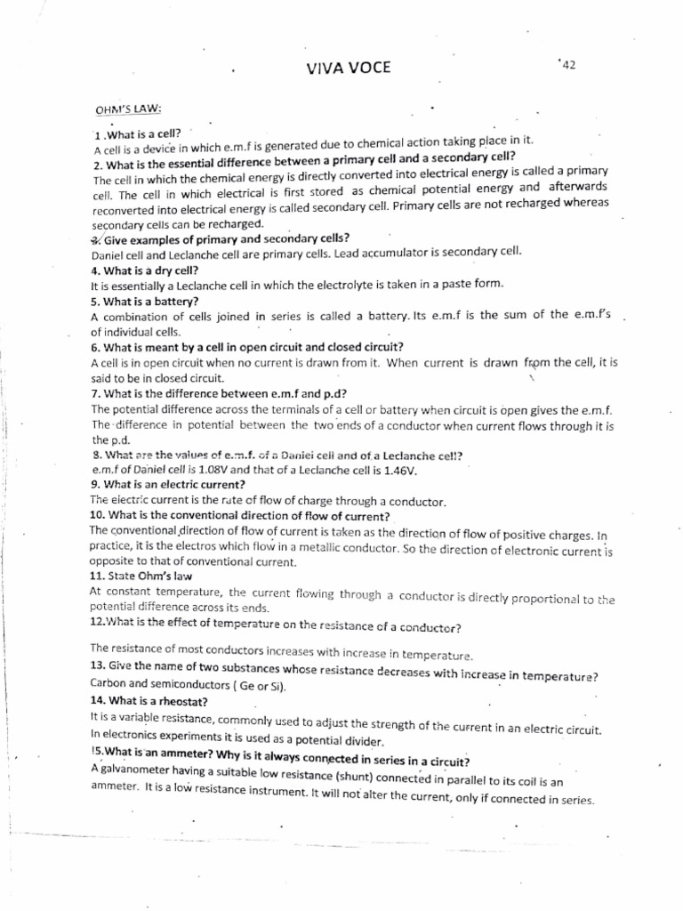 Physics VIVA VOCE | PDF