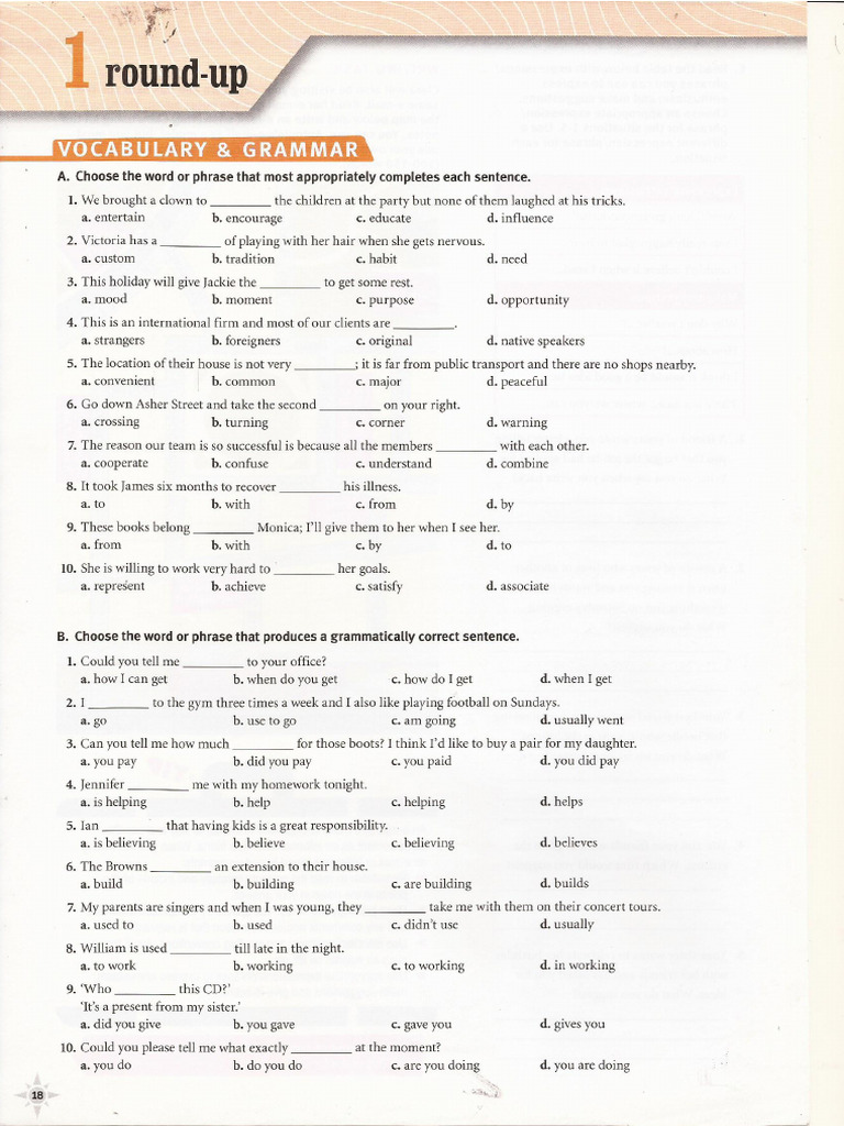 Traveller Intermediate B1 - Unit 1 Roundup | PDF