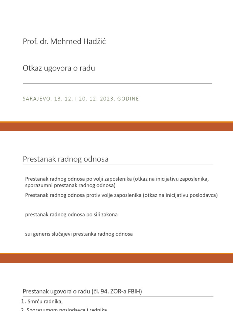 3 Otkaz Ugovora o Radu | PDF