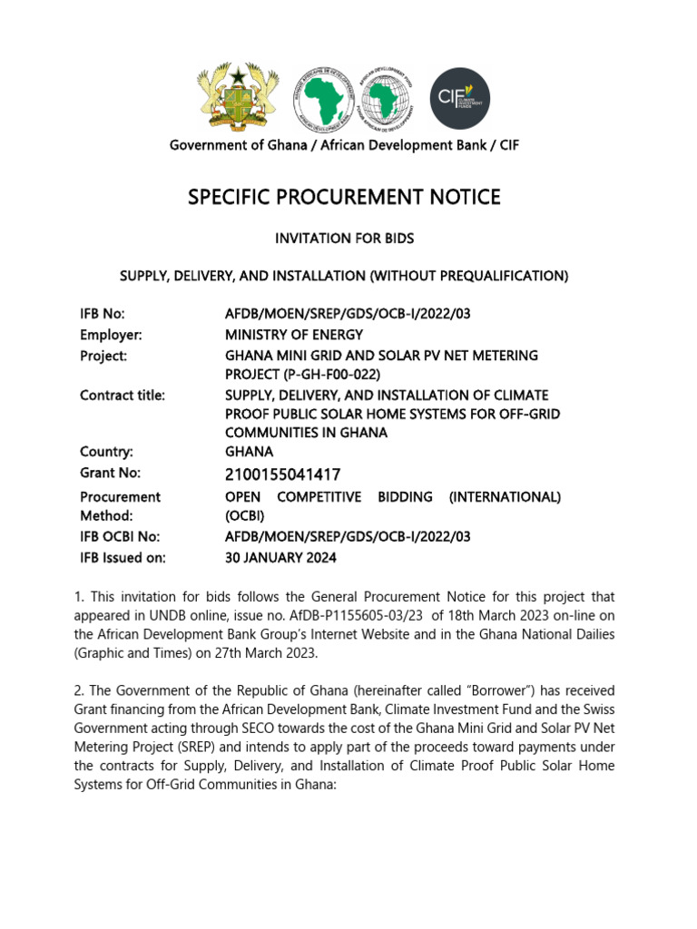Ghana Mini Grid and Solar PV Net Metering | PDF | African Development Bank