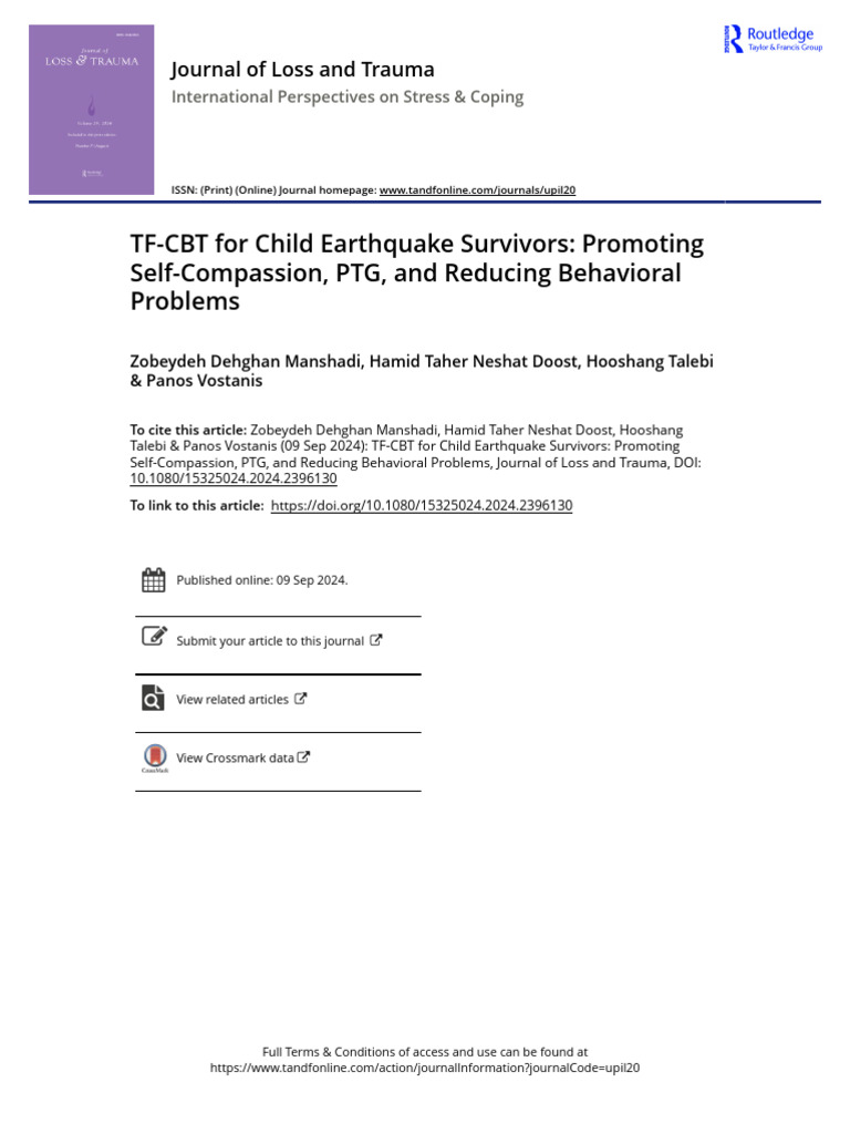 TF-CBT For Child Earthquake Survivors Promoting Self-Compassion PTG and ...
