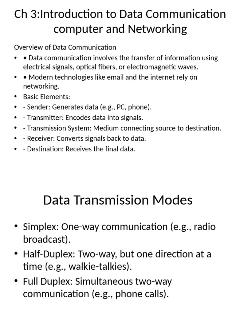 Chapter3 DataCommunication | PDF | Computer Network | Transmission Medium