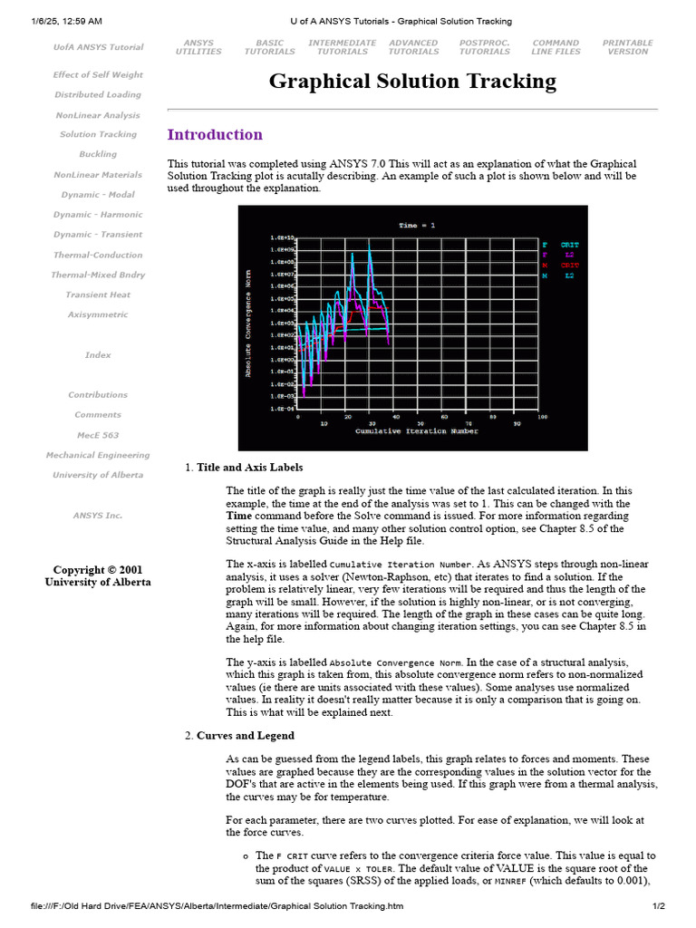 U of A ANSYS Tutorials - Graphical Solution Tracking | PDF | Nonlinear System | Force