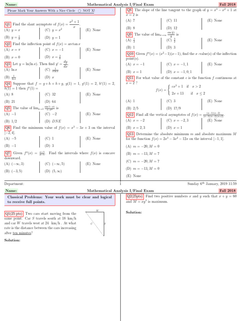 2018-CAL1-FINAL | PDF | Geometry | Combinatorics