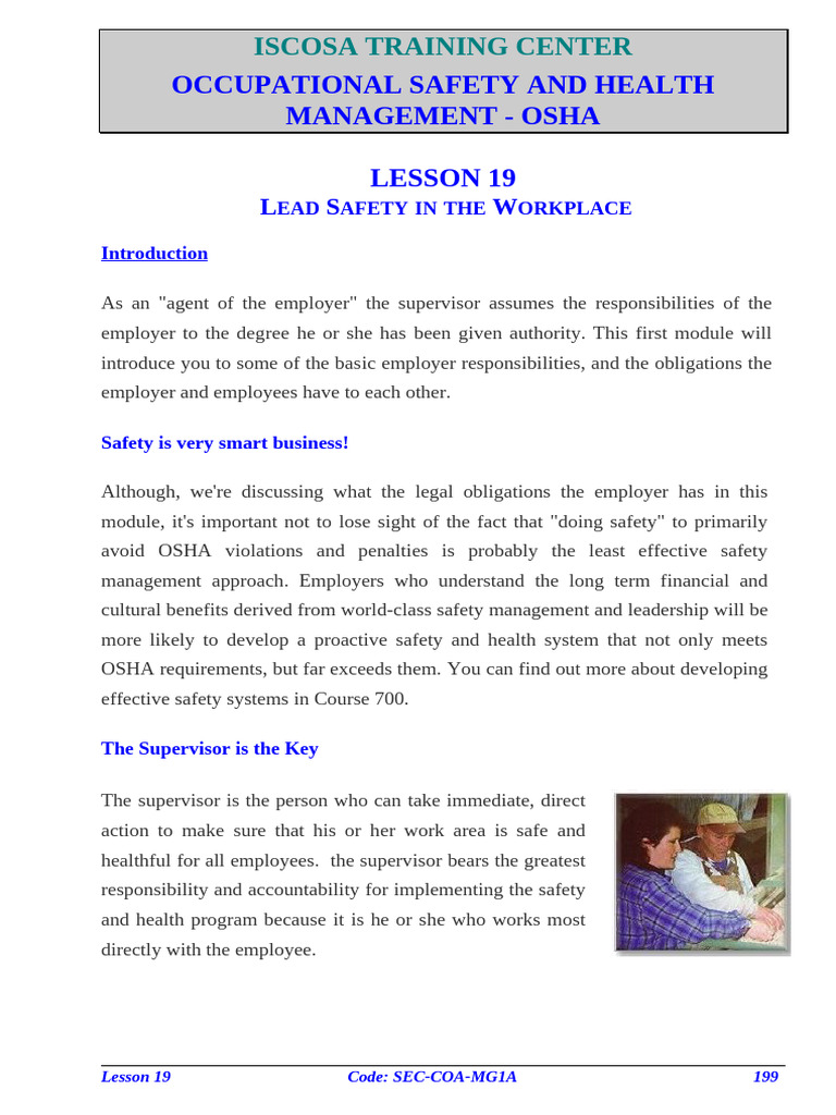 Lesson 19 | PDF | Occupational Safety And Health Administration ...