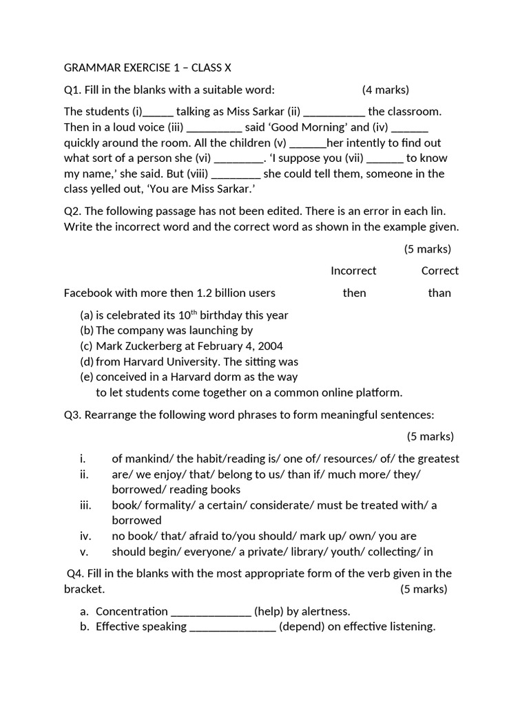 GRAMMAR EXERCISE 1 | PDF