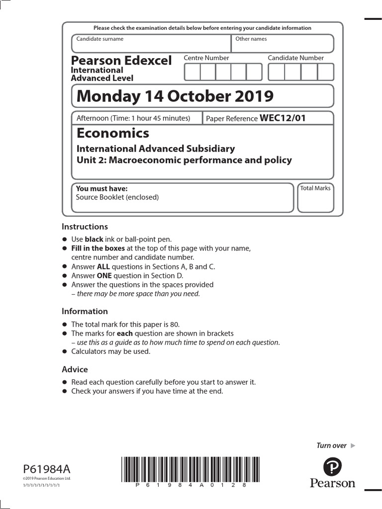 October 2019 (IAL) QP | PDF | Consumption (Economics) | Economies