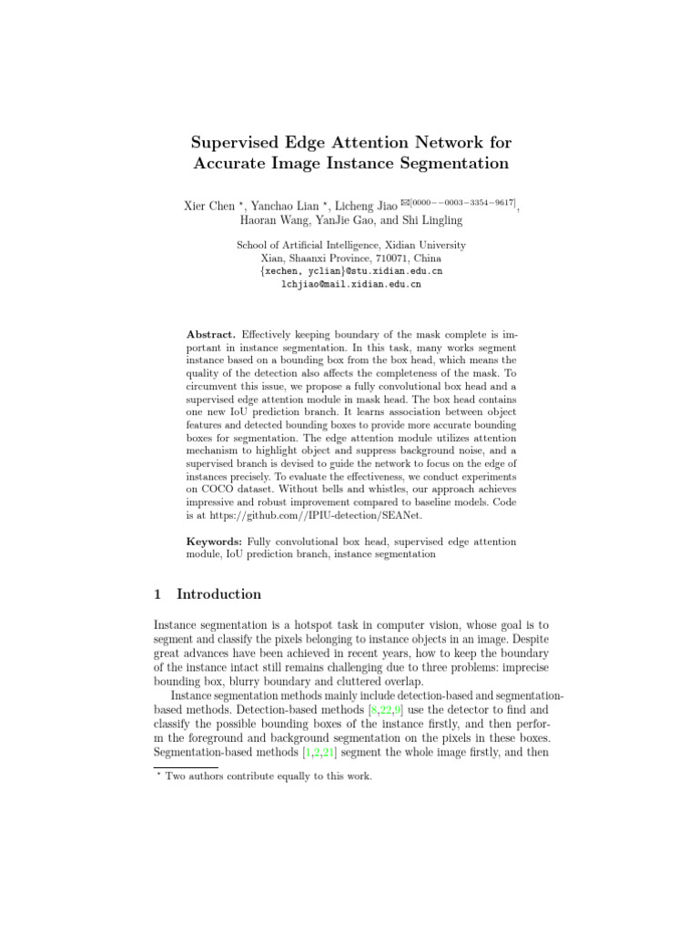Supervised Edge Attention Network For Pdf Image Segmentation Statistical Classification