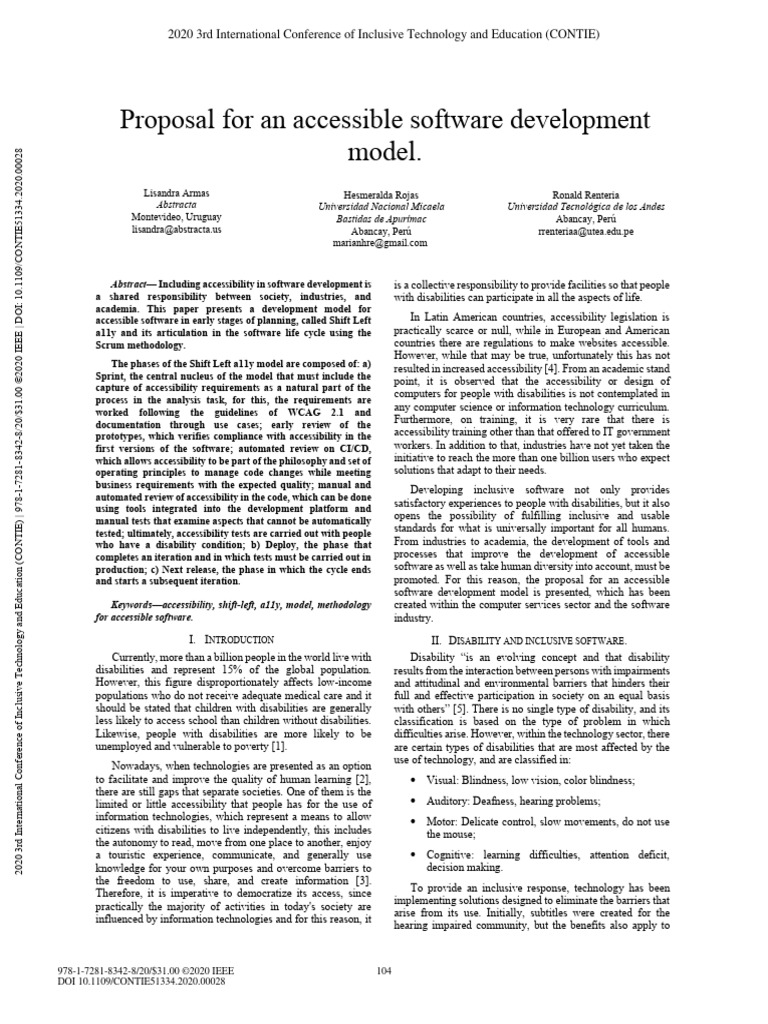 Proposal For An Accessible Software Development Model | PDF | Accessibility | Software ...