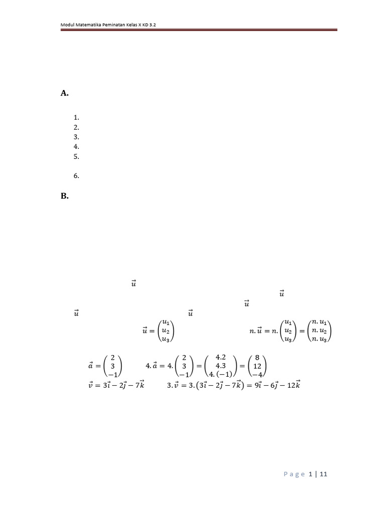 Proyeksi Orthogonal Vektor a pada b | PDF