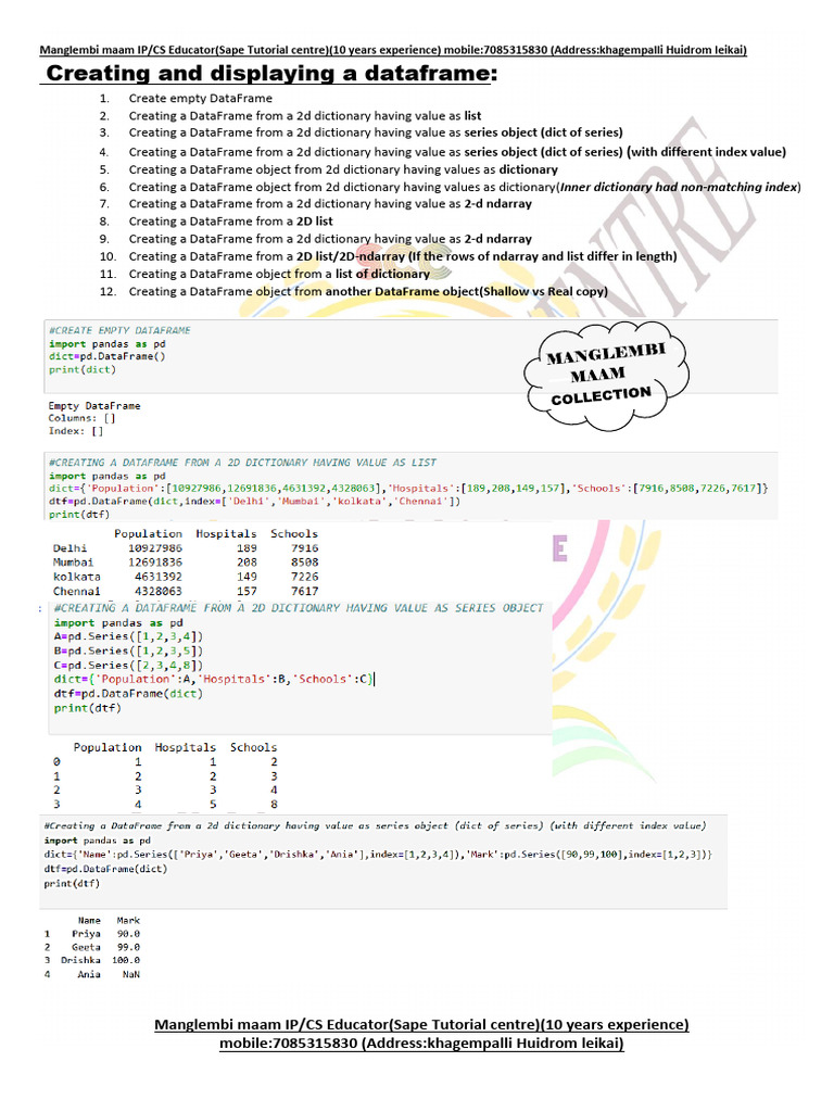 Creating DataFrame 2024 | PDF | Computer Engineering | Computer Science Creating DataFrame 2024 | PDF | Computer Engineering | Computer Science