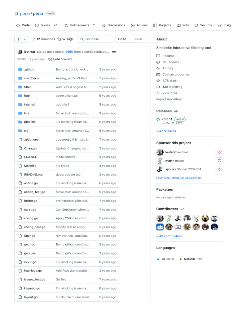 GitHub - Peco:peco: Simplistic Interactive Filtering Tool | PDF | Command Line Interface | Linux ...