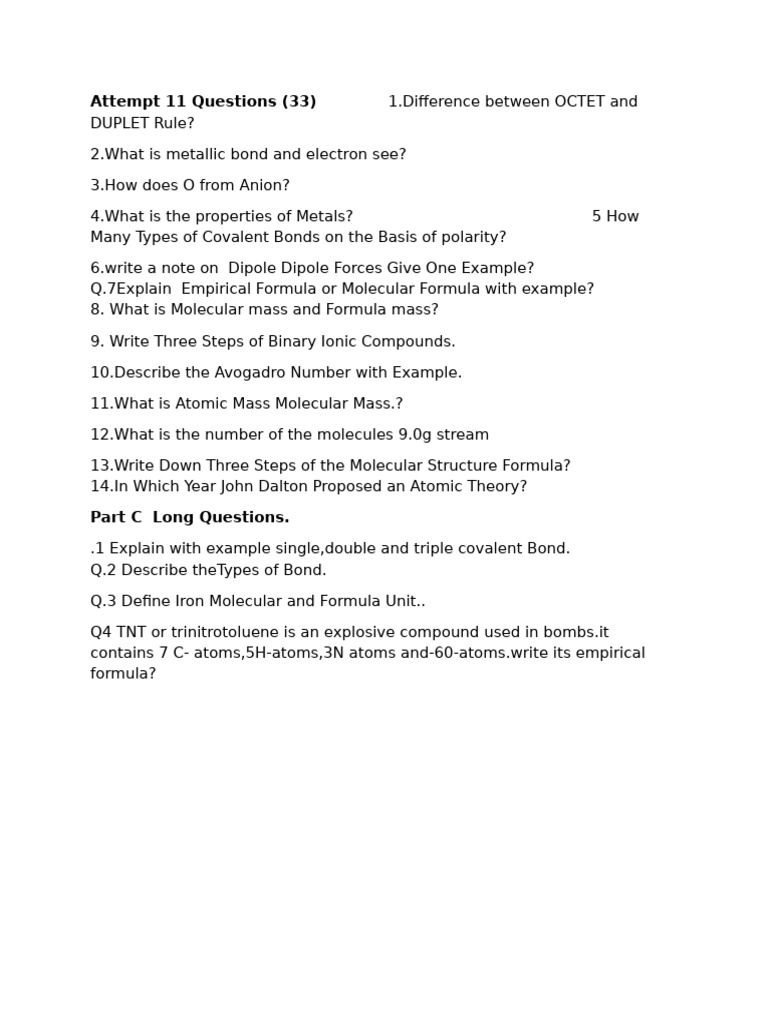 Chemistry Bonding and Molecular Concepts | PDF