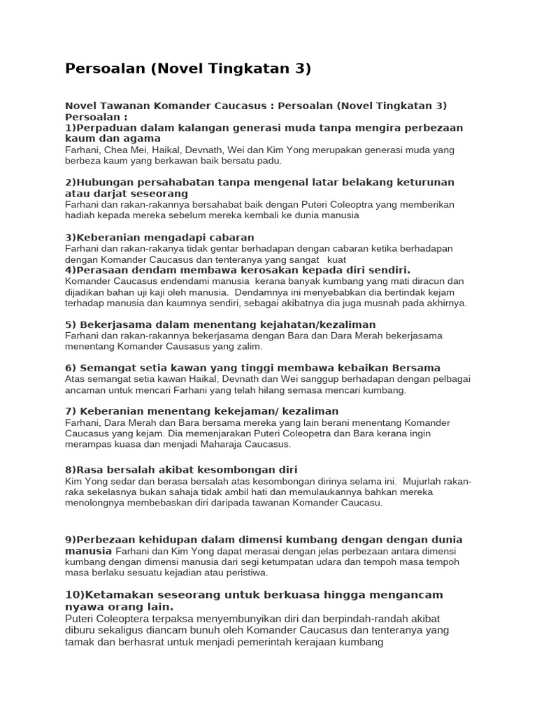 Persoalan untuk form 3 tawanan komader caucasus | PDF