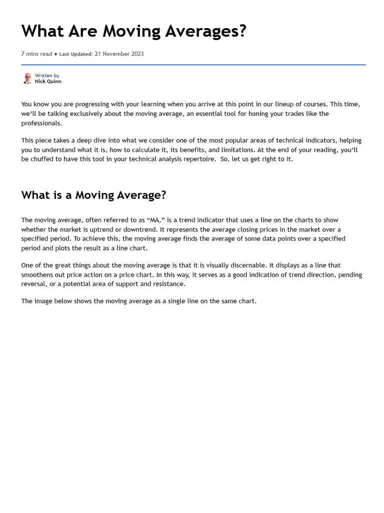 1.what Are Moving Averages in Forex | PDF | Moving Average | Technical Analysis