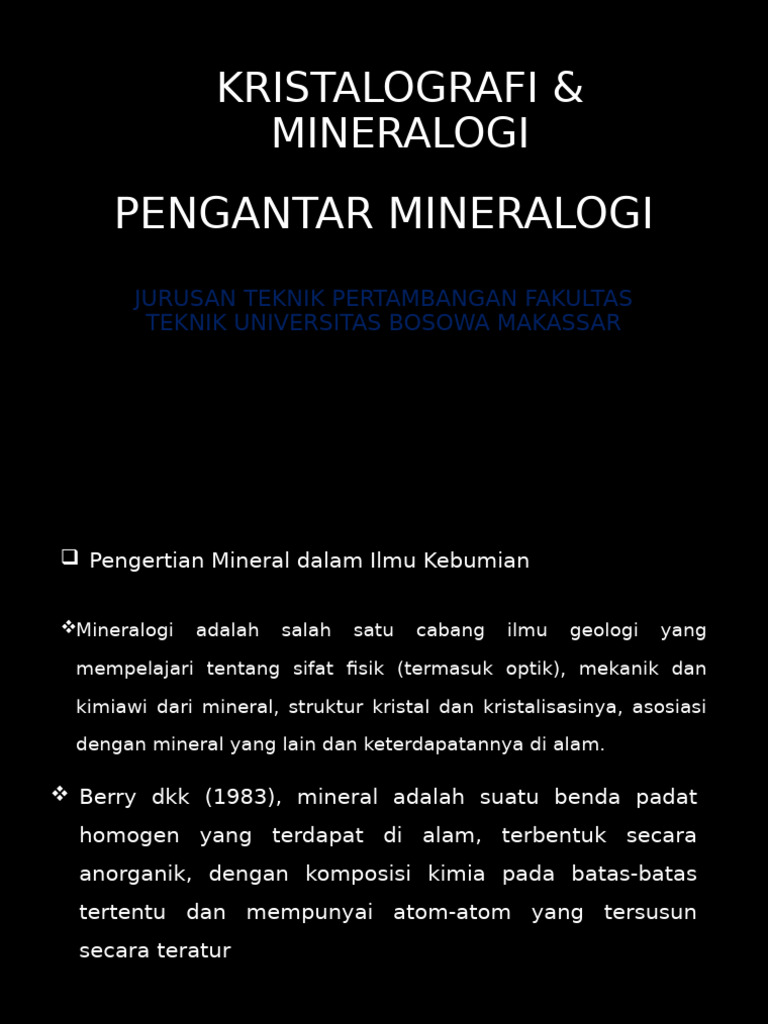 01-Kristalografi & Mineralogi | PDF