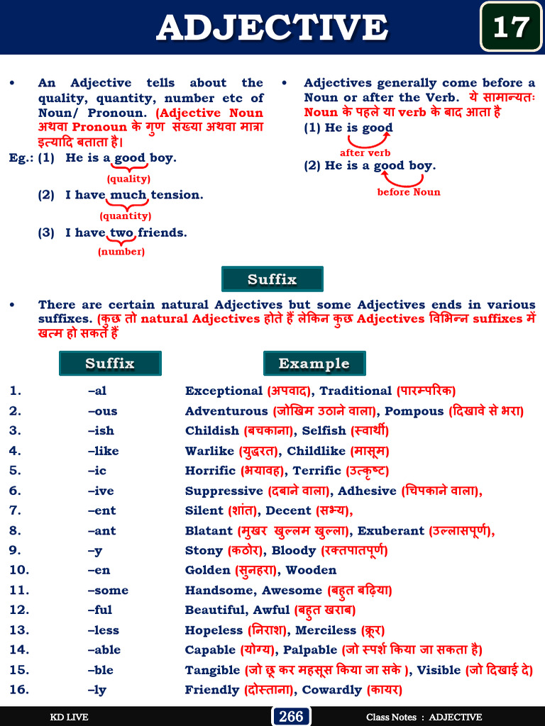 Chapter - 17 Adjective | PDF | Adjective | Adverb