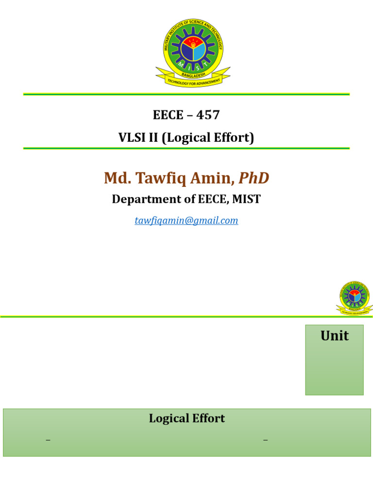 EECE 457-Unit 1-Logical Effort | PDF | Logic Gate | Electronic Engineering