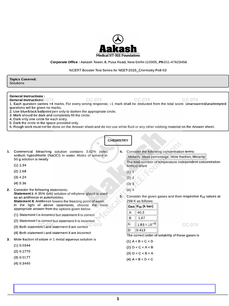 Aakash Test Series Updates Pdf